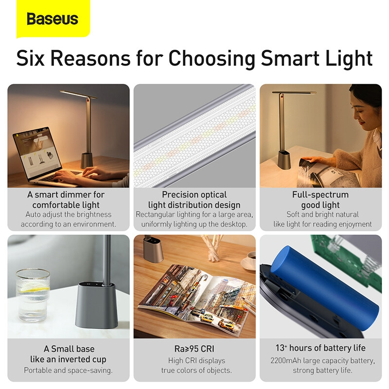 Baseus LED โคมไฟตั้งโต๊ะ โคมไฟอ่านหนังสือ